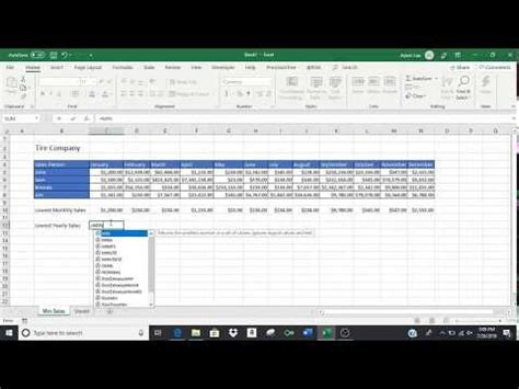 Excel Min Function Youtube Microsoft Excel Tutorial Excel Tutorials Excel