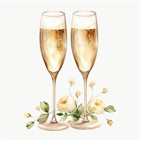 Premium Photo There Are Two Champagne Glasses With Champagne And
