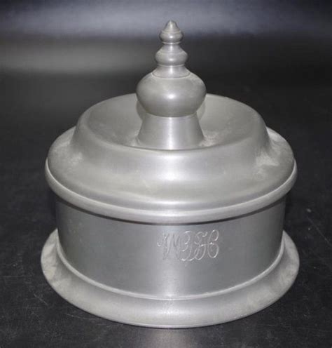 Cracked Dunhill Pewter Tobacco Jar With Monogram 15cm Height Pewter