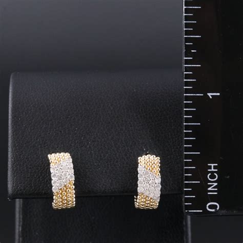 14k 033 Ctw Diamond Half Hoop Earrings Ebth