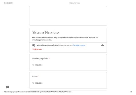 Sistema Nervioso Sistema Nervioso Lea Cuidadosamente Cada Pregunta Y Seleccione La Respuesta