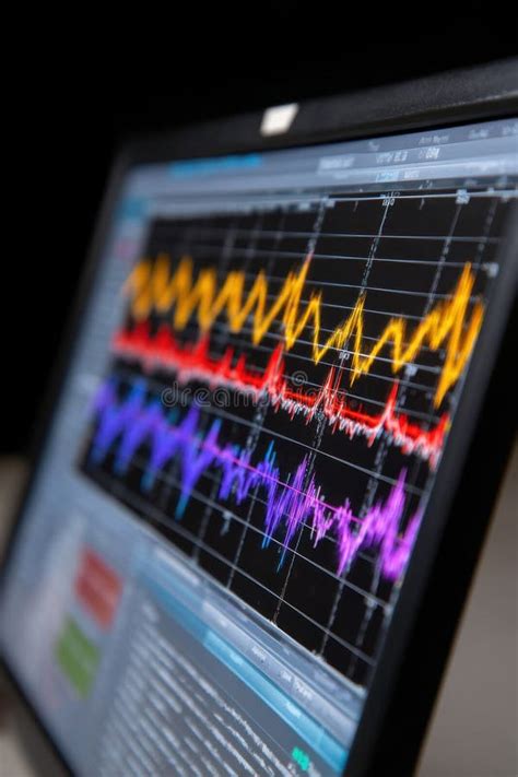Laptop Displaying Colorful Financial Charts And Data Analysis Stock
