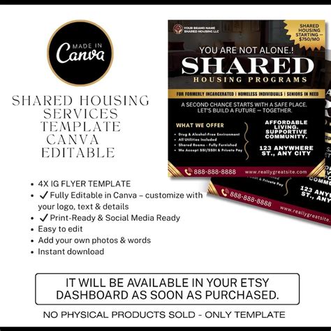 Shared Housing Flyer Template Affordable Living Canva Flyer