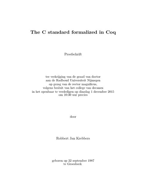 The C Standard Formalized In Coq Pdf Formal Verification Pointer