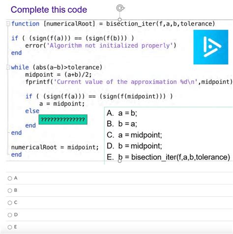 Solved Complete This Code Function Numericalroot Chegg