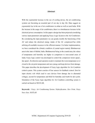 DEVELOPING AIR CONDITIONING SYSTEM USING FUZZY LOGIC IN MATLAB Report pdf | PDF