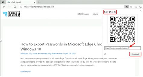 how to create qr code in microsoft edge chromium windows 10 device