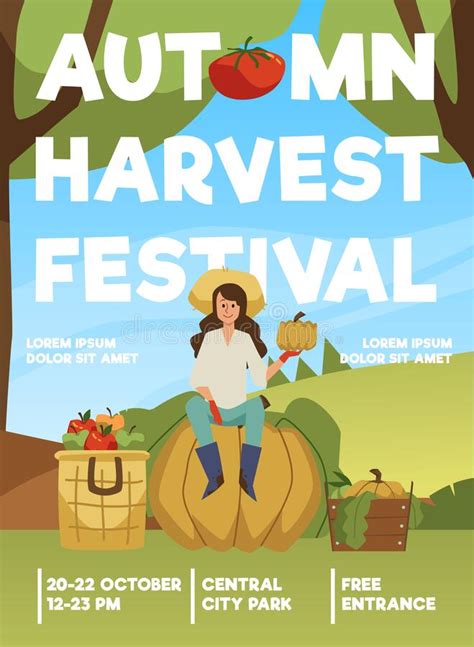 Autumn Harvest Festival Advertising Poster Flat Vector Illustration