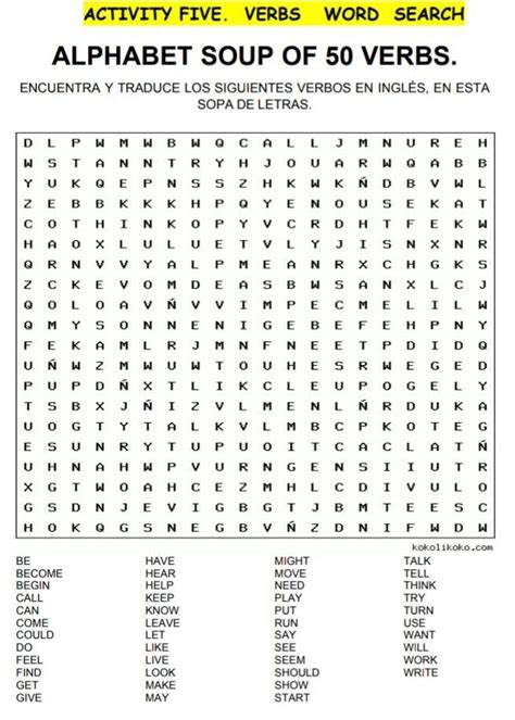 Sopa De Letras De Verbos Verbs Word Search Spanish Vo Vrogue Co