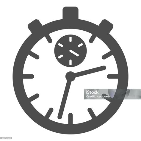 스톱워치 타이머 솔리드 아이콘 스포츠 게임 개념 벡터 그래픽 흰색 배경에 시계 시계 기호 모바일 또는 웹 디자인을위한 글리프 스타일 아이콘 0명에 대한 스톡 벡터 아트 및