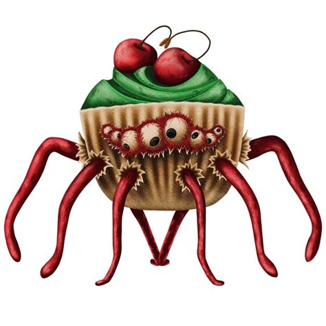 Monstro De Cupcake De Halloween Com Pernas De Aranha Cerejas E Olhos