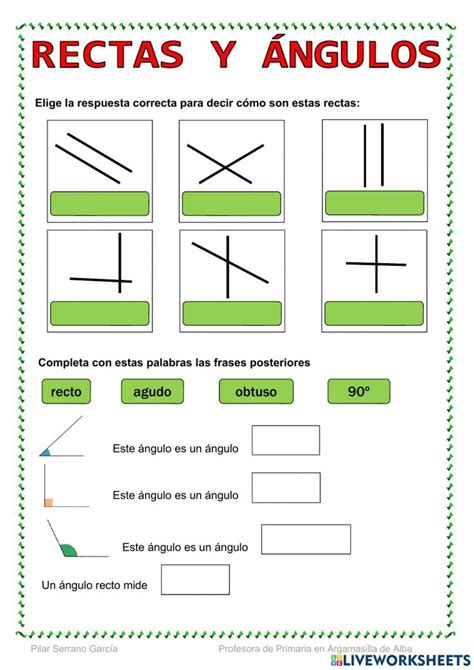 Rectas Y ángulos Exercise For 3º 4º De Primaria Lenguaje Algebraico