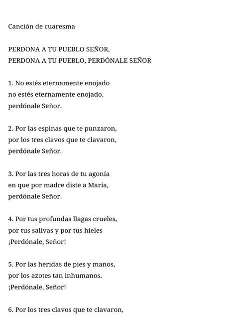 Cantos De Cuaresma Pdf Religión Y Espiritualidad Poesía