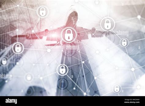 Cyber Security Information Privacy Data Protection Concept On Modern Server Room Background