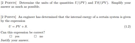 Solved 2 PoINTS Determine The Units Of The Quantities Chegg