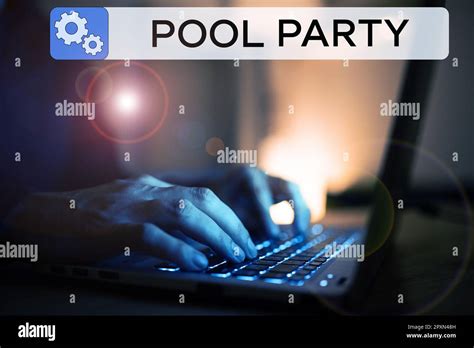 Conceptual Display Pool Party Business Approach Celebration That Includes Activitites In A