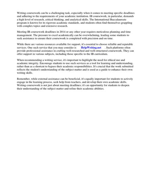 Ib Coursework Deadlines 2014 Download Free Pdf Schools Learning