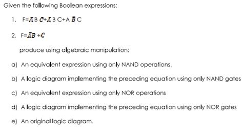 Given The Following Boolean Expressions 1