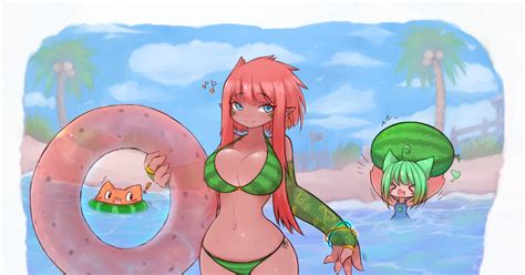 ケモミミ スイカモンモン！🍉🐾🎨 Rakhaのnaryのイラスト Pixiv