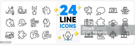 Icons Set Of Teamwork Strategy And Talk Bubble Line Icons For Web App Vector Stock Illustration