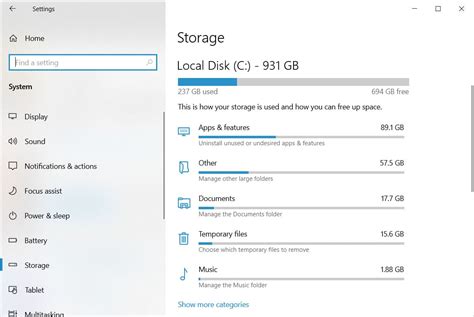 how to use windows 10 to see what s using the most disk space