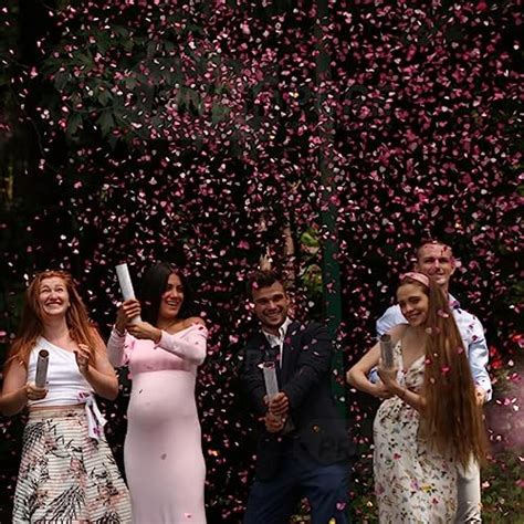 Lot De 4 Canons à Confettis En Forme De Cœur Bleu Et Rose Canon à Confettis Pour Révéler Le