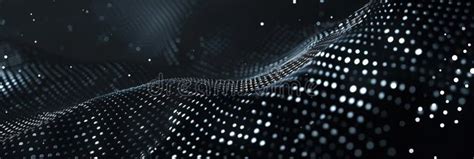 Futuristic Aesthetic Wave Background Made Of Different Sizes Dots Digital Signal Concept Black