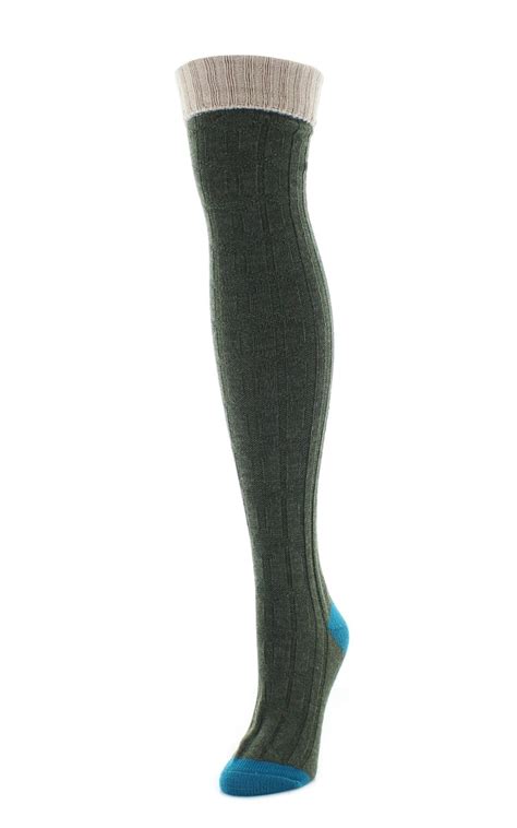 Memoi Memoi Mixed Color Over The Knee Socks One Size Black