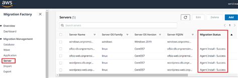 Migration Factory 웹 콘솔을 사용한 자동화된 마이그레이션 활동 목록 Aws의 Cloud Migration