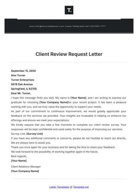 Free Client Review Request Letter Template To Edit Online