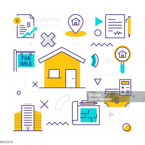 Real Estate Related Line Style Banner Design For Web Page Headline