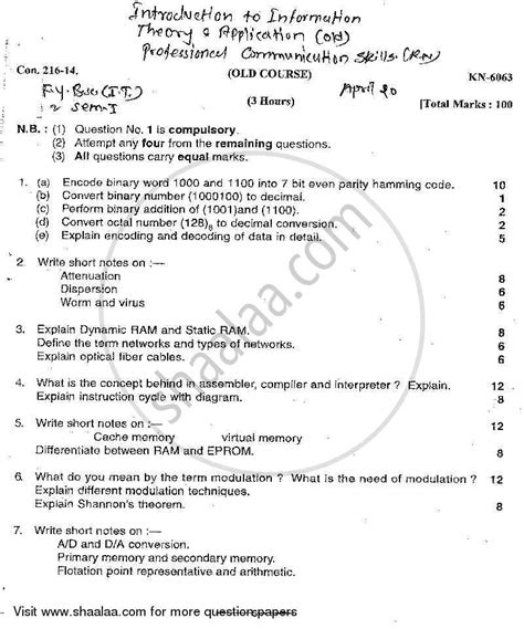 Introduction To Information Theory And Applications 2013 2014 Bsc It