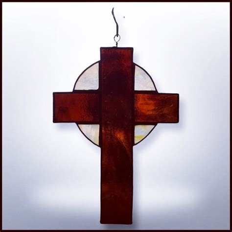 Stained Glass Window Hangings Cross Etsy