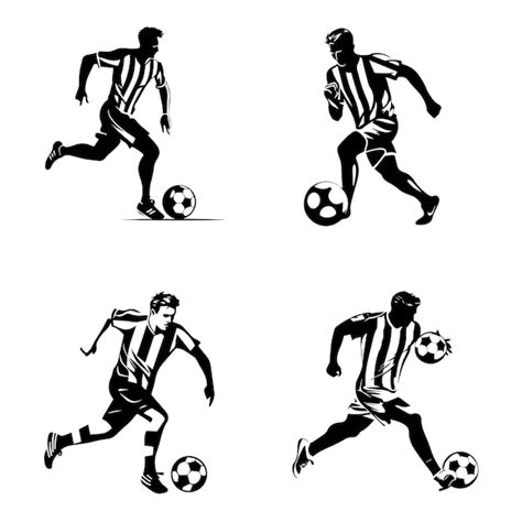 Paquete De Silueta De Jugador De Fútbol Vector Premium