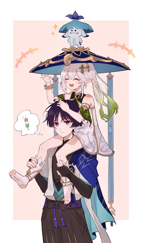 Two Anime Characters Hugging Each Other With An Umbrella Over Their