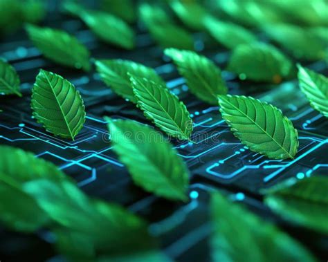 Explore The Synergy Of Nature And Technology With This Vibrant Depiction Of Leaves Intertwined