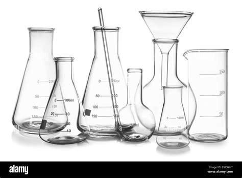 Set Of Different Laboratory Glassware Isolated On White Stock Photo Alamy