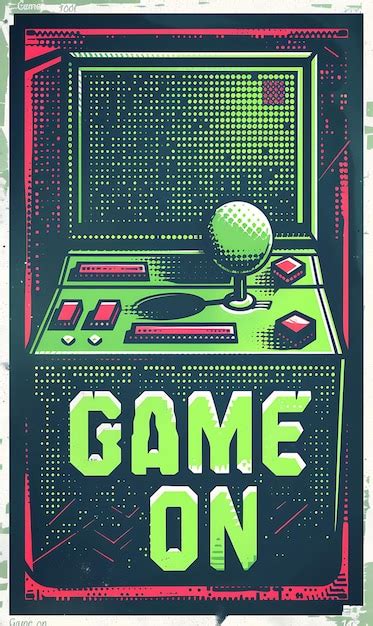 Cartão Postal De Arcade Retro Com Pixel Art Border Game Em Texto