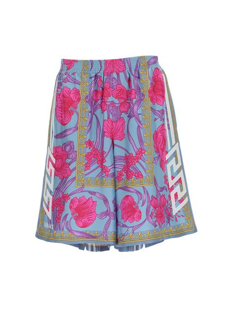 1225 Versace Acid Bouquet Print Silk Basketball Shorts Dezigneronly
