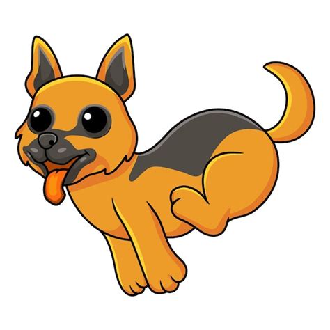 Dessin Animé Mignon Chien De Berger Allemand En Cours D exécution