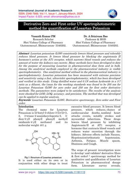 Pdf Derivative Zero And First Order Uv Spectrophotometric Method For