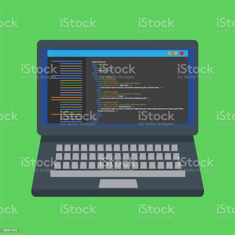 Html Code Website Laptop Coding Programming Concept Vector Illustration