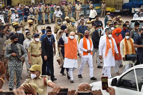 Amit Shah Prays At Charminar Temple Ahead Of Hyderabad Mc Poll Campaign