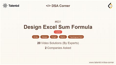 Design Excel Sum Formula Dsa Problem Talentd