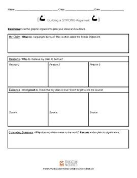 Argument Graphic Organizer CUSTOMIZABLE TPT