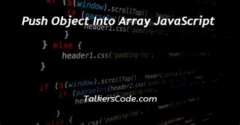 Push Object Into Array Javascript