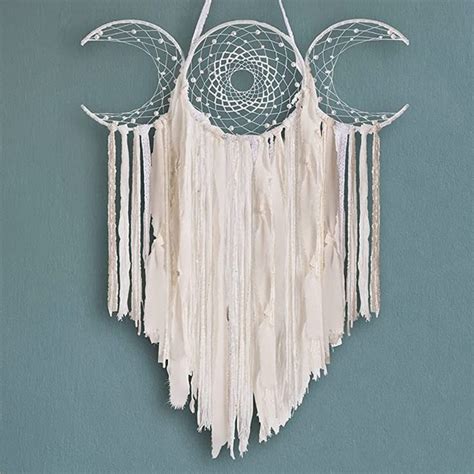 ANROYE Triple Moon Goddess Macrame Wall Hanging Boho Large Crescent
