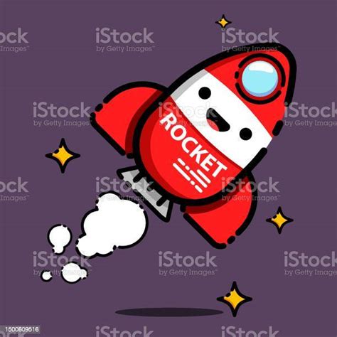 Garis Besar Diisi Ikon Roket Ikon Vektor Desain Datar Ilustrasi Stok