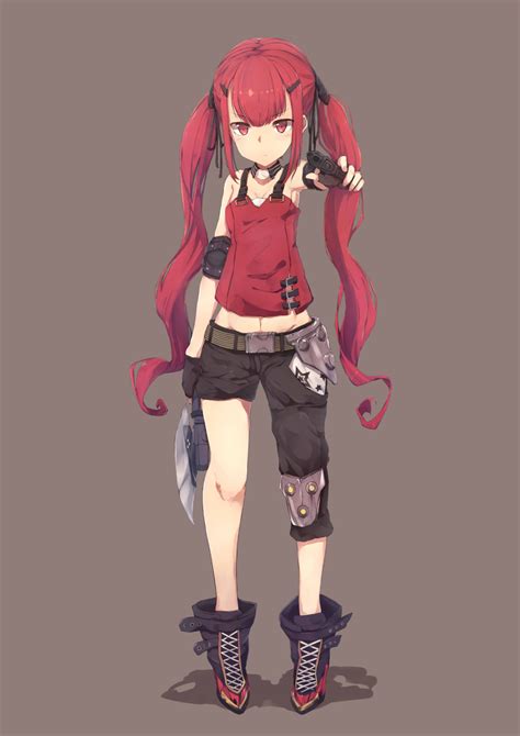 Safebooru 1girl Absurdres Ahokoo Aiming Aiming At Viewer Arm At Side Asymmetrical Clothes