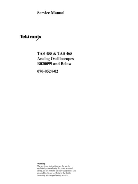 Tektronix Tas465 B02 Oscilloscope Service Manual Pdf Electrical Engineering Electromagnetism